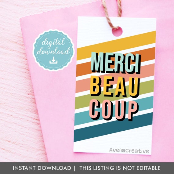 Merci Beaucoup Thank You Tag Instant Download Printable - Etsy