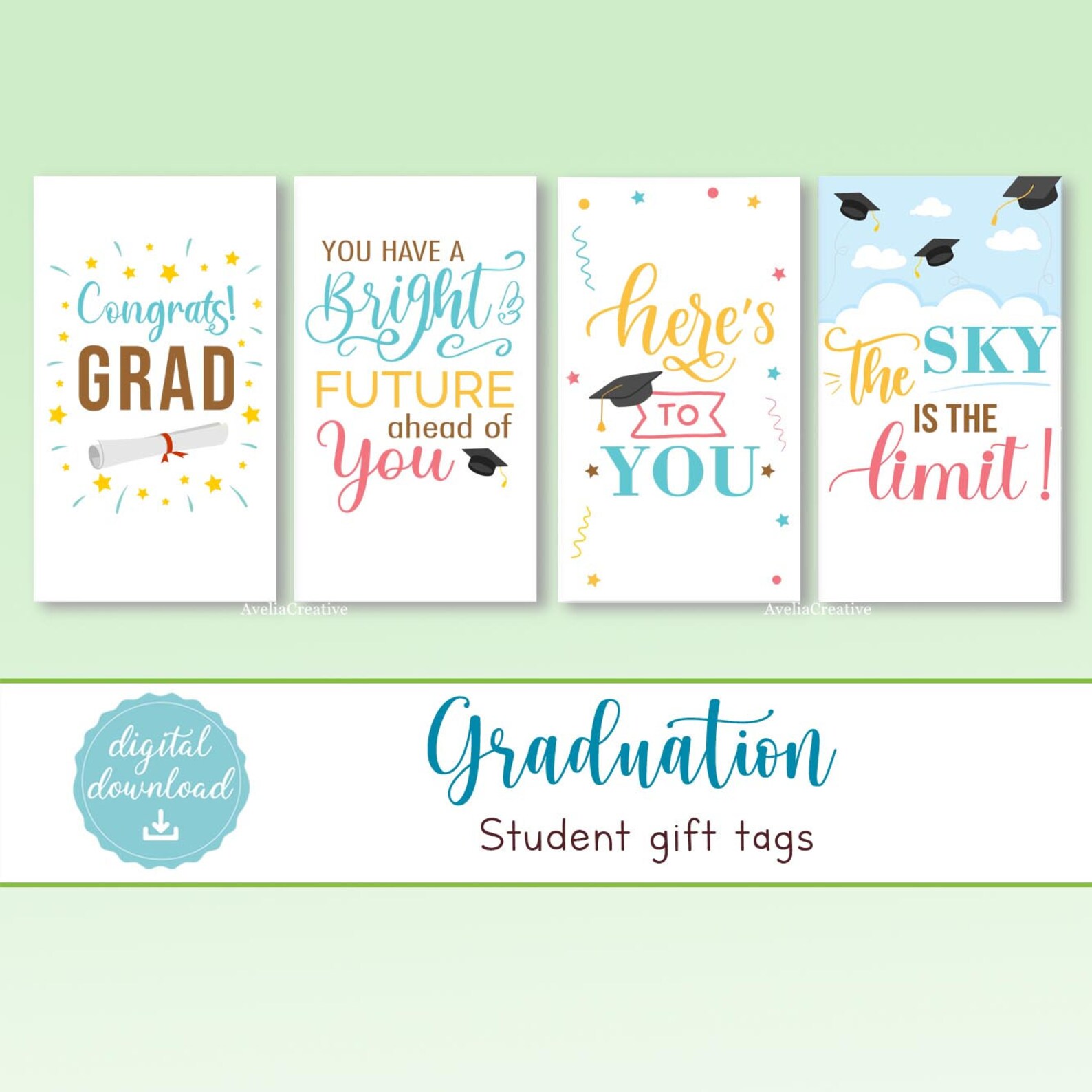 Graduation Printable Gift Tags, Instant Download, Student Gift Tags ...