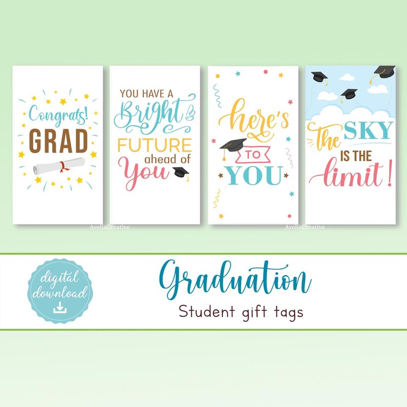 Graduation Printable Gift Tags, Instant Download, Student Gift Tags ...