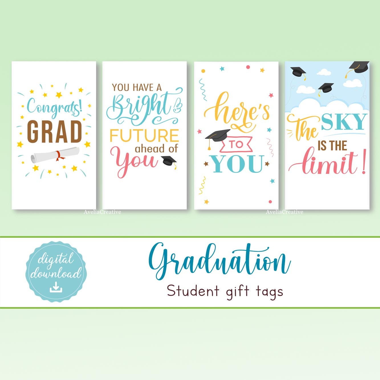 Graduation Printable Gift Tags, Instant Download, Student Gift Tags ...