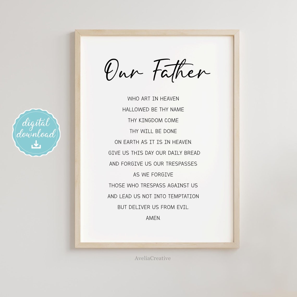 Our Father Prayer Printable Wall Art, Instant Download, the Lord's ...