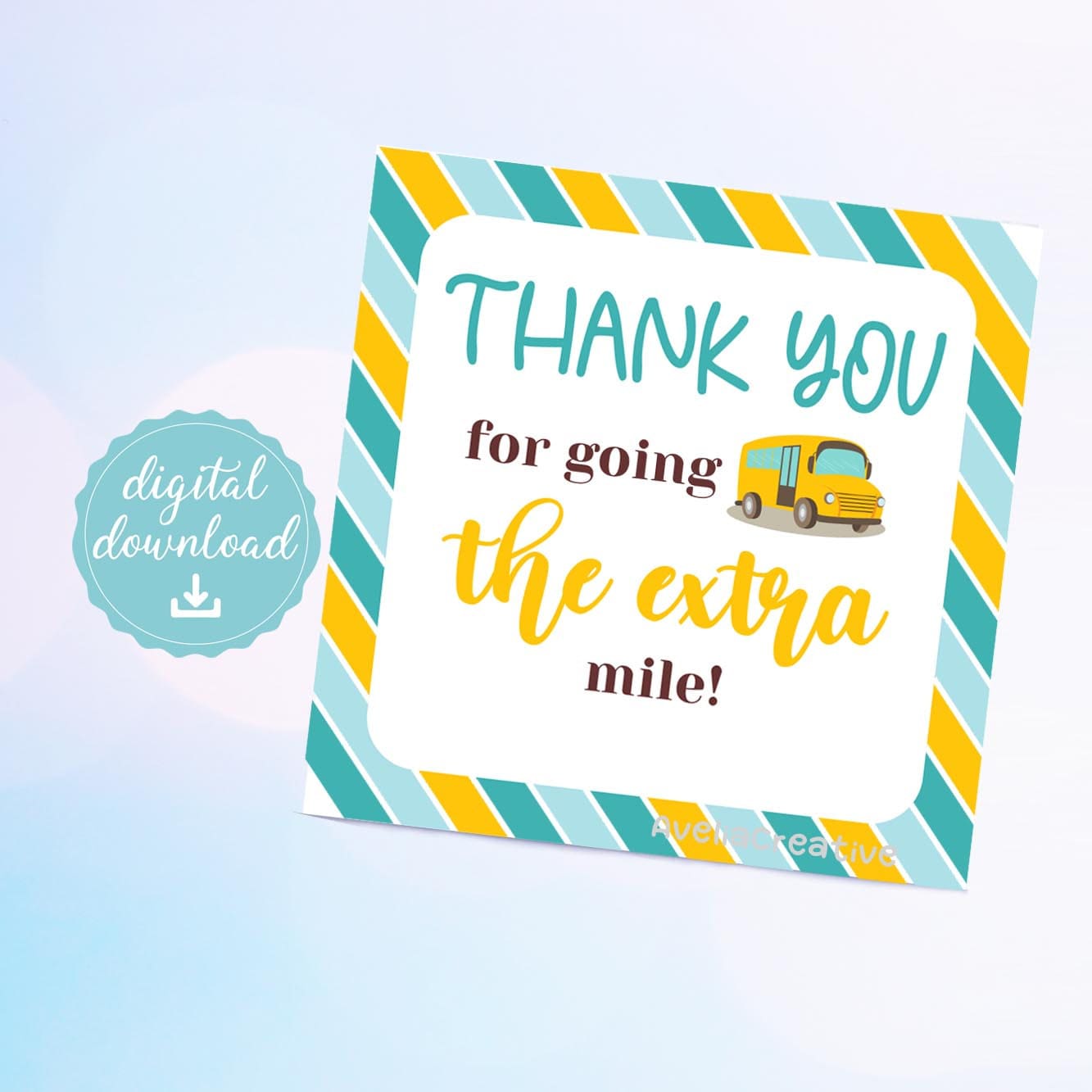 Bus Driver Gift Tags, Instant Download, Thank You Tags 3x3, Printable ...