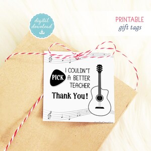 Guitar Teacher Gift Tags, Instant Download, Printable Music Teacher ...