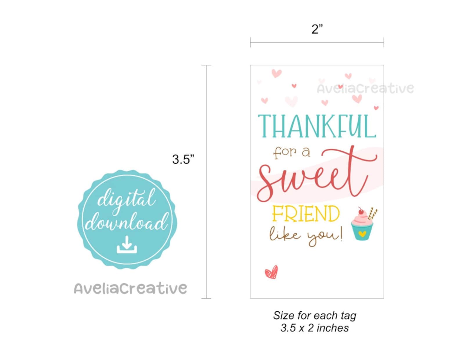 Classmates Tags, Instant Download, Thankful for a Sweet Friend Like You ...
