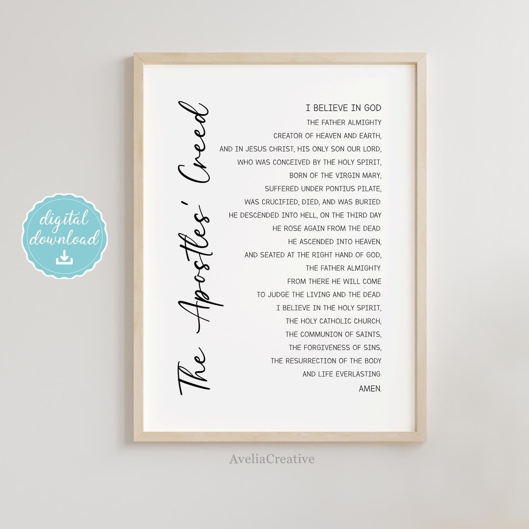 The Apostles Creed Printable Instant Download Catholic - Etsy