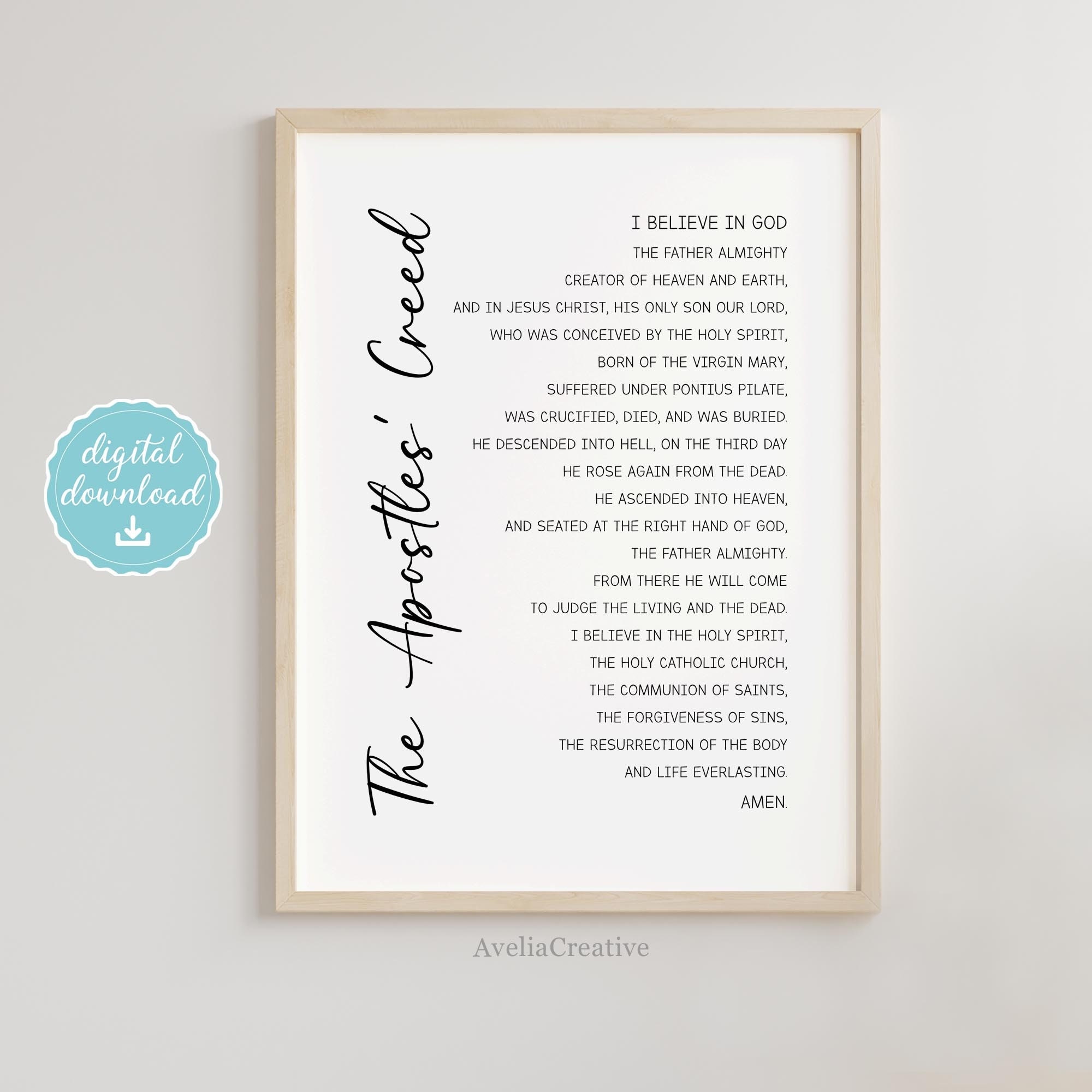 The Apostles Creed Printable Instant Download Catholic - Etsy UK