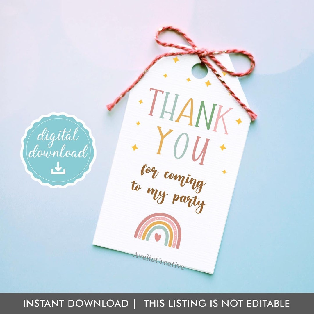 Thank You Party Tags, Instant Download, Thank You for Coming to My ...