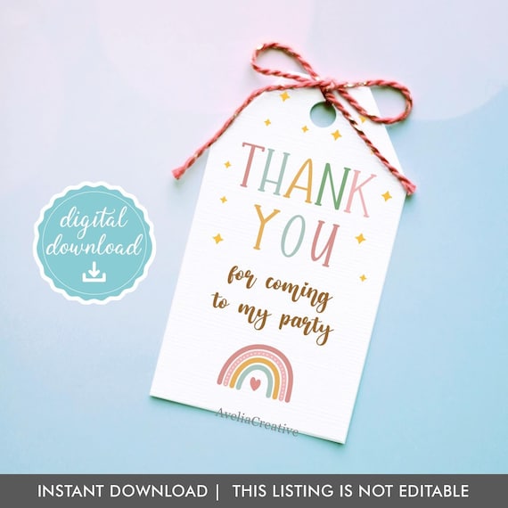 Birthday Thank You Tags Thank You For Coming Tags | Sparkle Unicorn