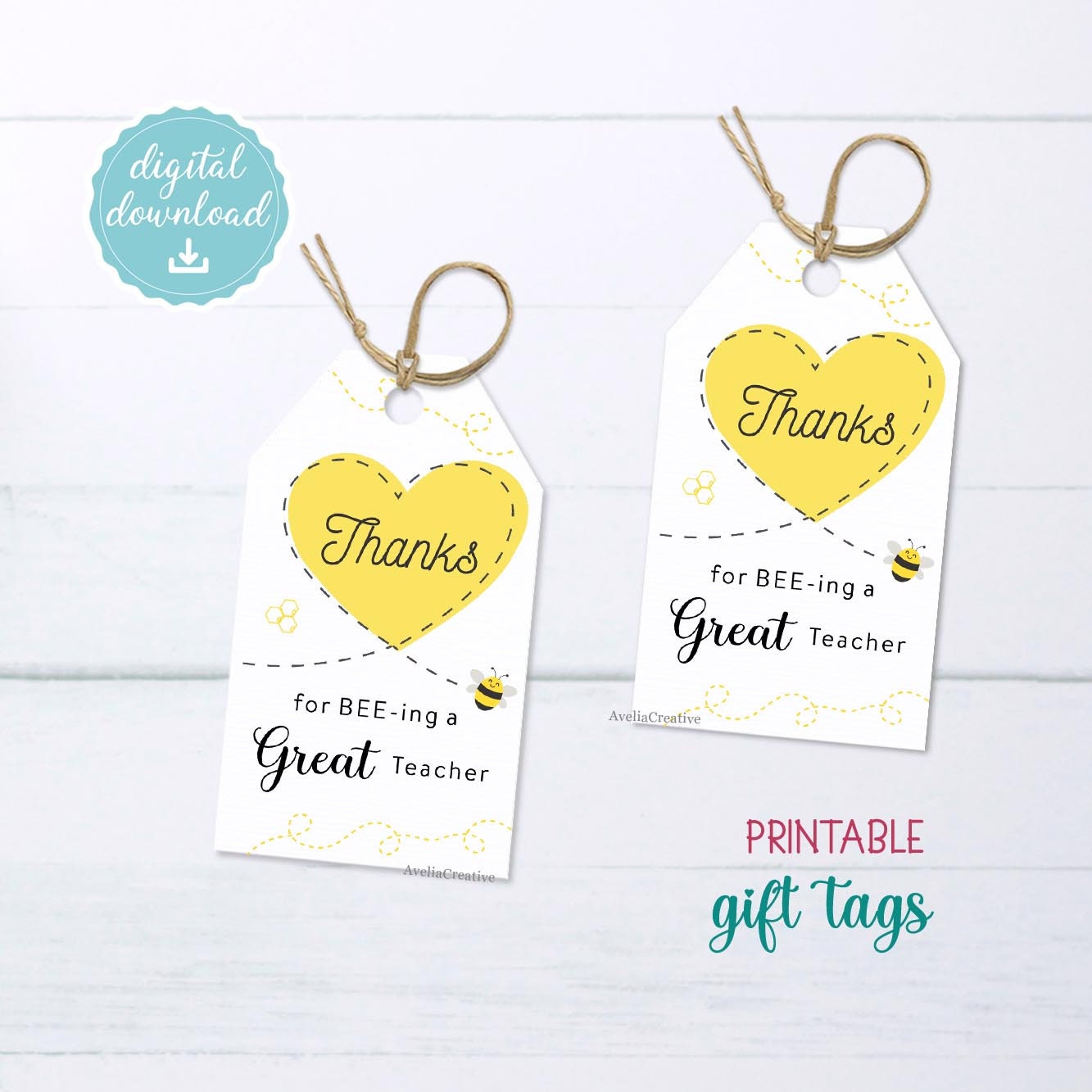 Teacher Appreciation Gift Tags, Instant Download, Thanks for Bee-ing a ...