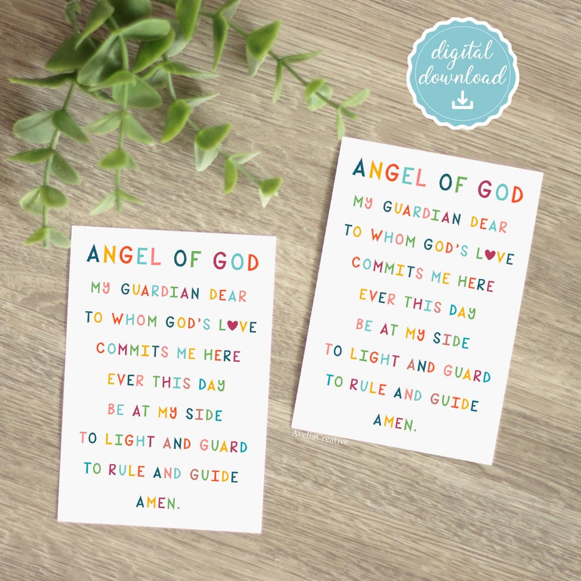 Printable Prayer Card Angel of God, Instant Download, Prayer to ...