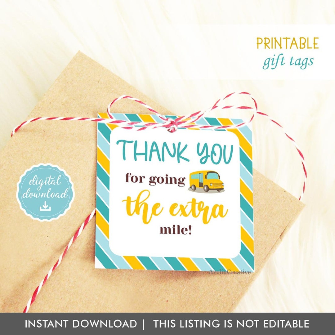Bus Driver Gift Tags, Instant Download, Thank You Tags 3x3, Printable ...