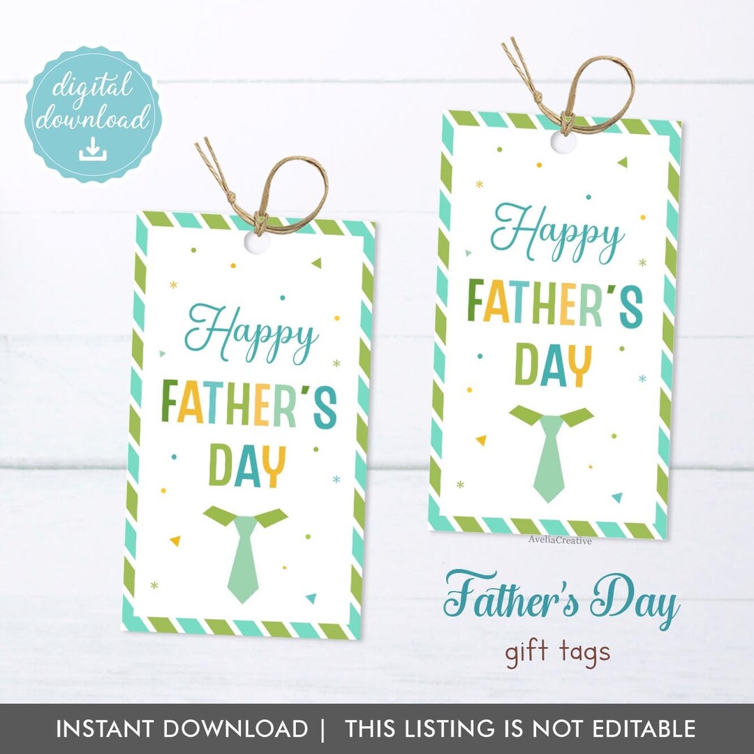 Happy Father's Day Printable Tags, Instant Download, Fathers Day Favor ...