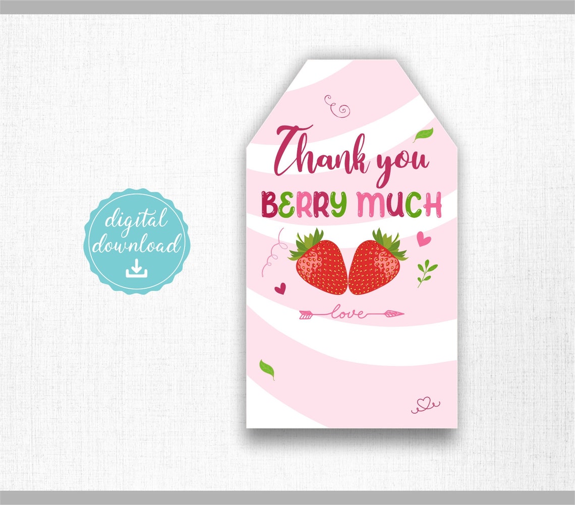Thank You Berry Much Gift Tags Instant Download End of Year - Etsy Canada
