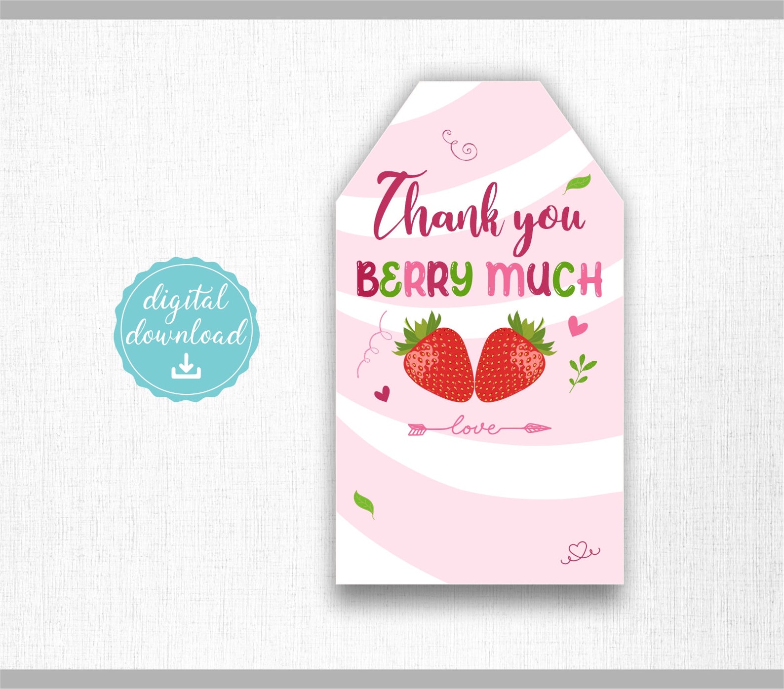 Thank You Berry Much Gift Tags Instant Download End of Year - Etsy Canada