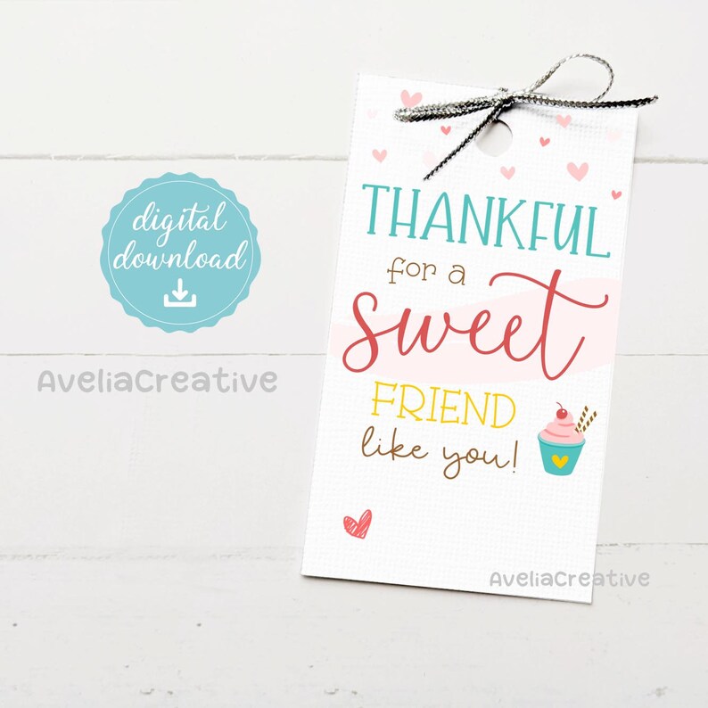 Classmates Tags, Instant Download, Thankful for a Sweet Friend Like You ...