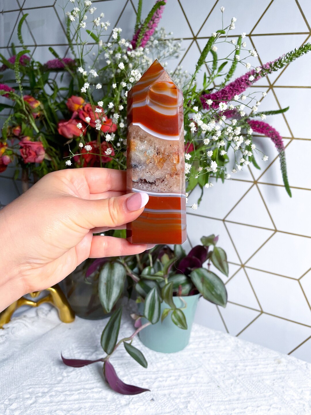Red Druzy Agate - EXACT Crystal -crystal Towers -red Agate Tower ...