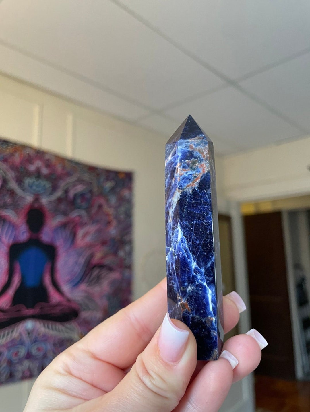 Sodalite Tower – Polished Blue Crystal Point – Meditation Stone - Etsy