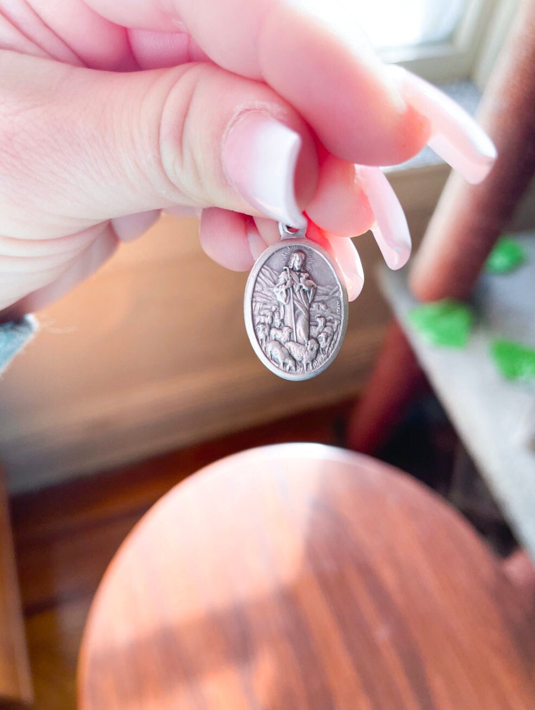Jesus Medallion Pendant – Good Shepherd Medal – Vintage Religious ...