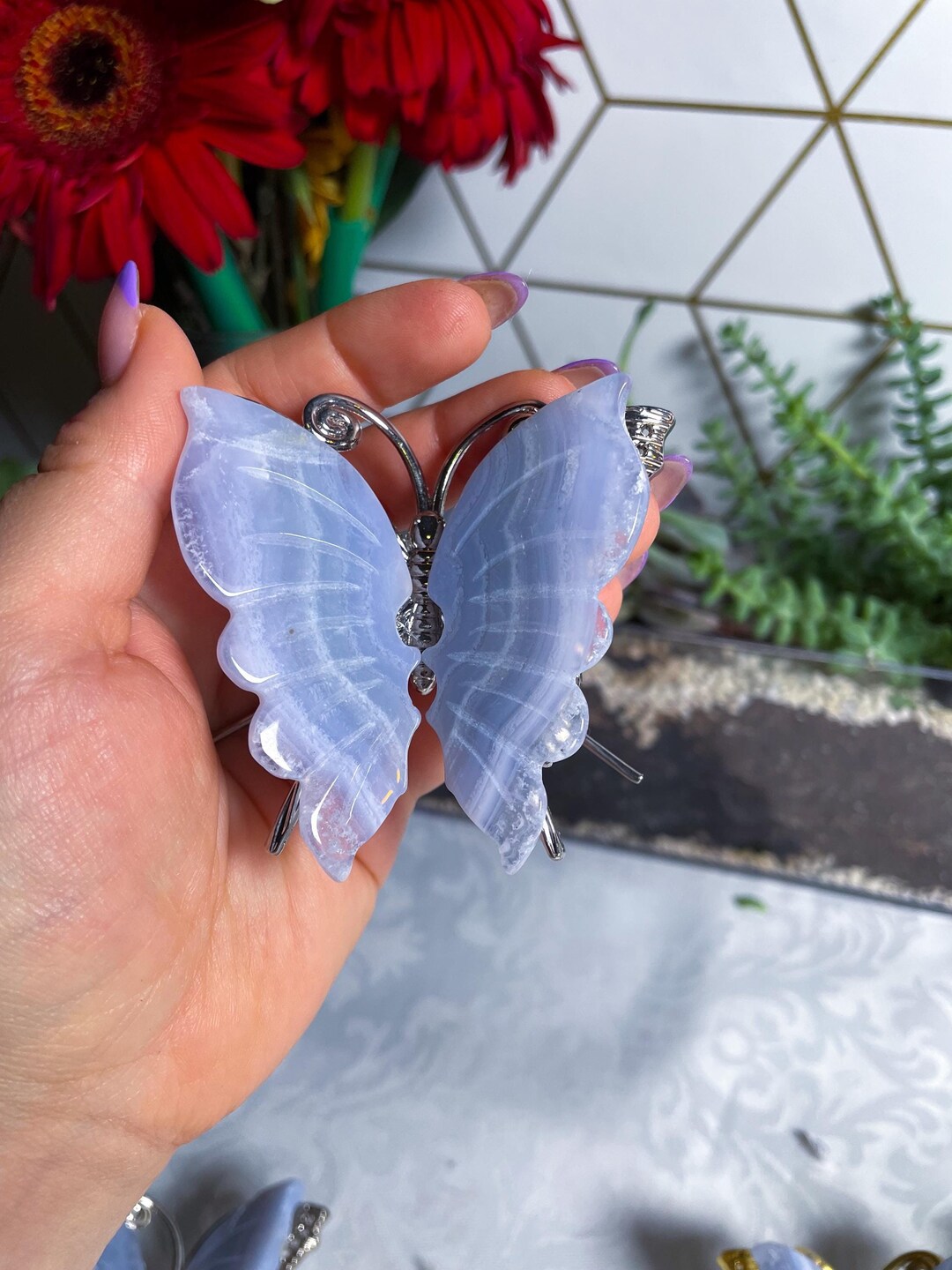 Blue Crystal Butterflies - Blue Lace Agate - Soothing - Comforting ...