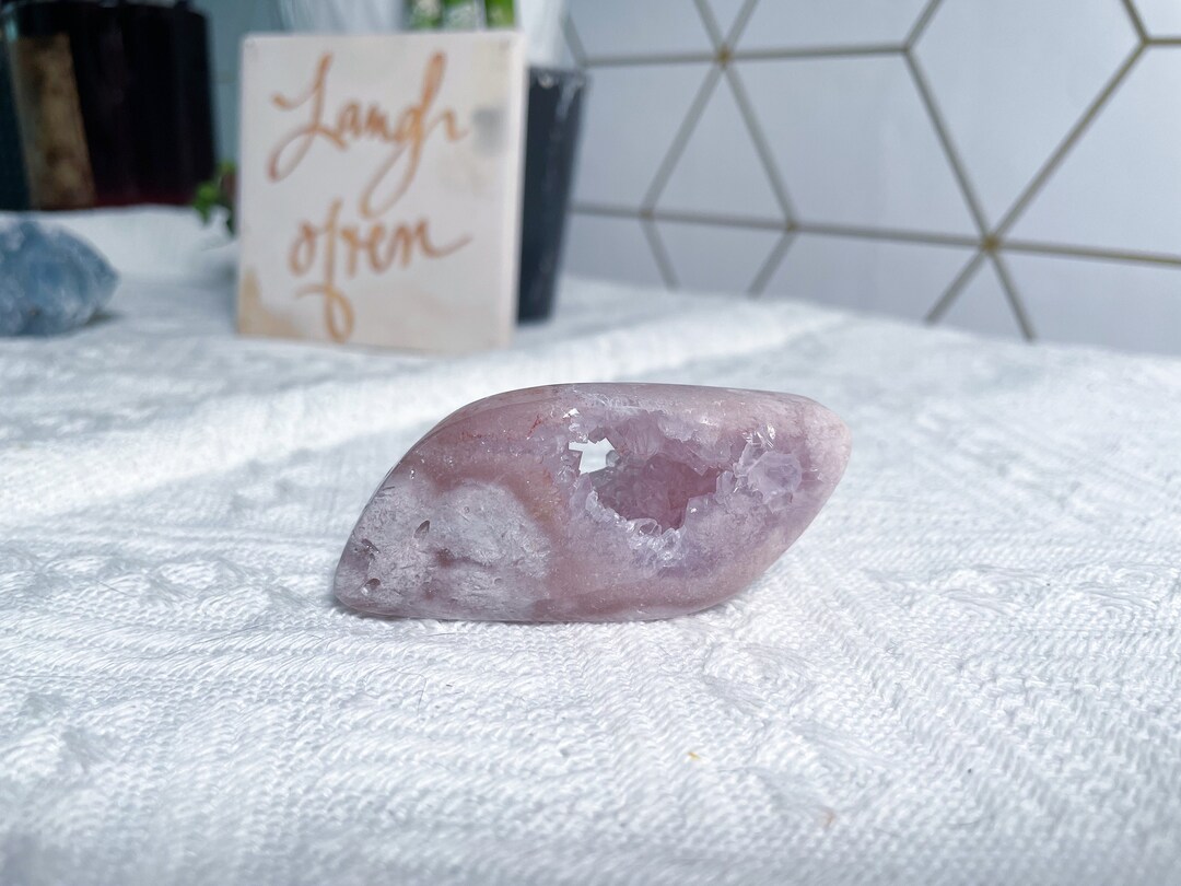Pink Amethyst Flower Agate Palm Stone Exact Crystal Shown Druzy Palm ...
