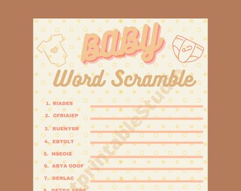 Word Scramble Baby Shower Game - Etsy