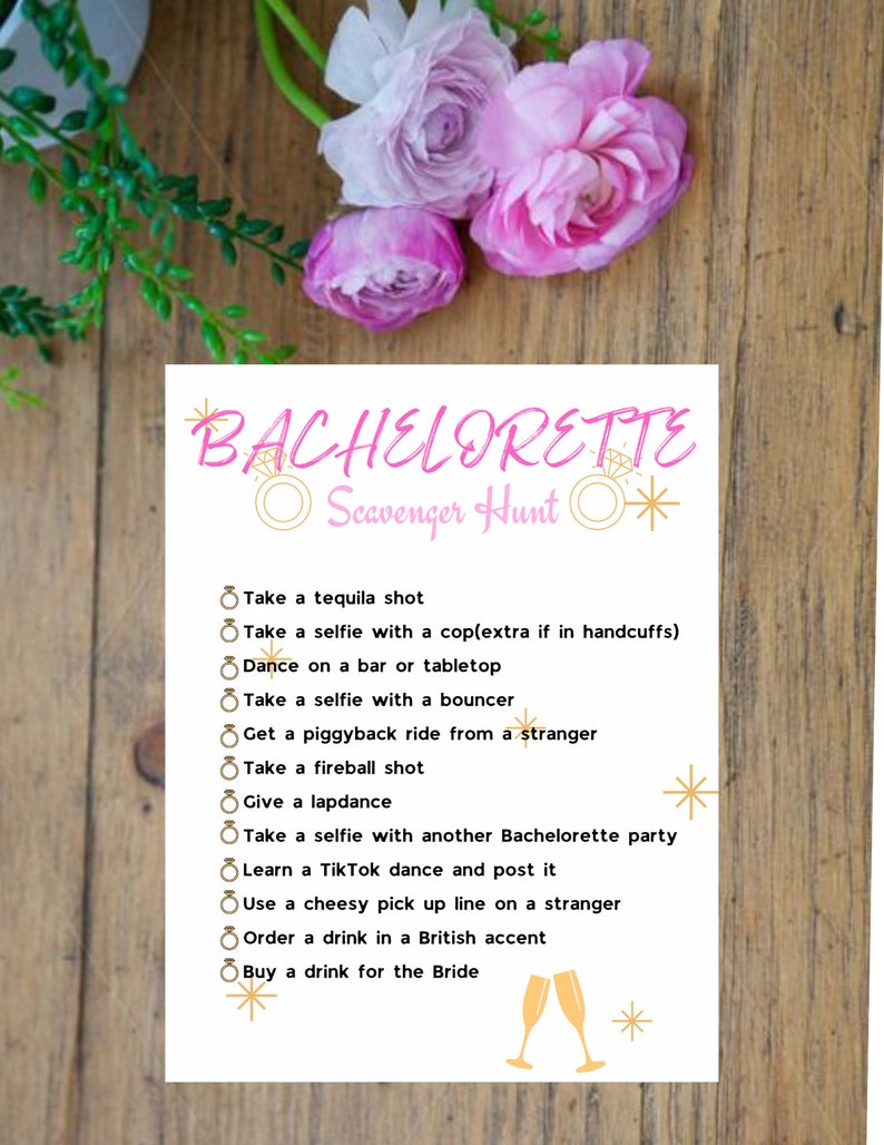Bachelorette Scavenger Hunt Printable/ Bachelorette Game/ Fun - Etsy