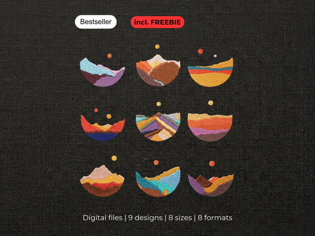 Machine Embroidery Design Mountains Bundle | 9 Landscape Machine ...
