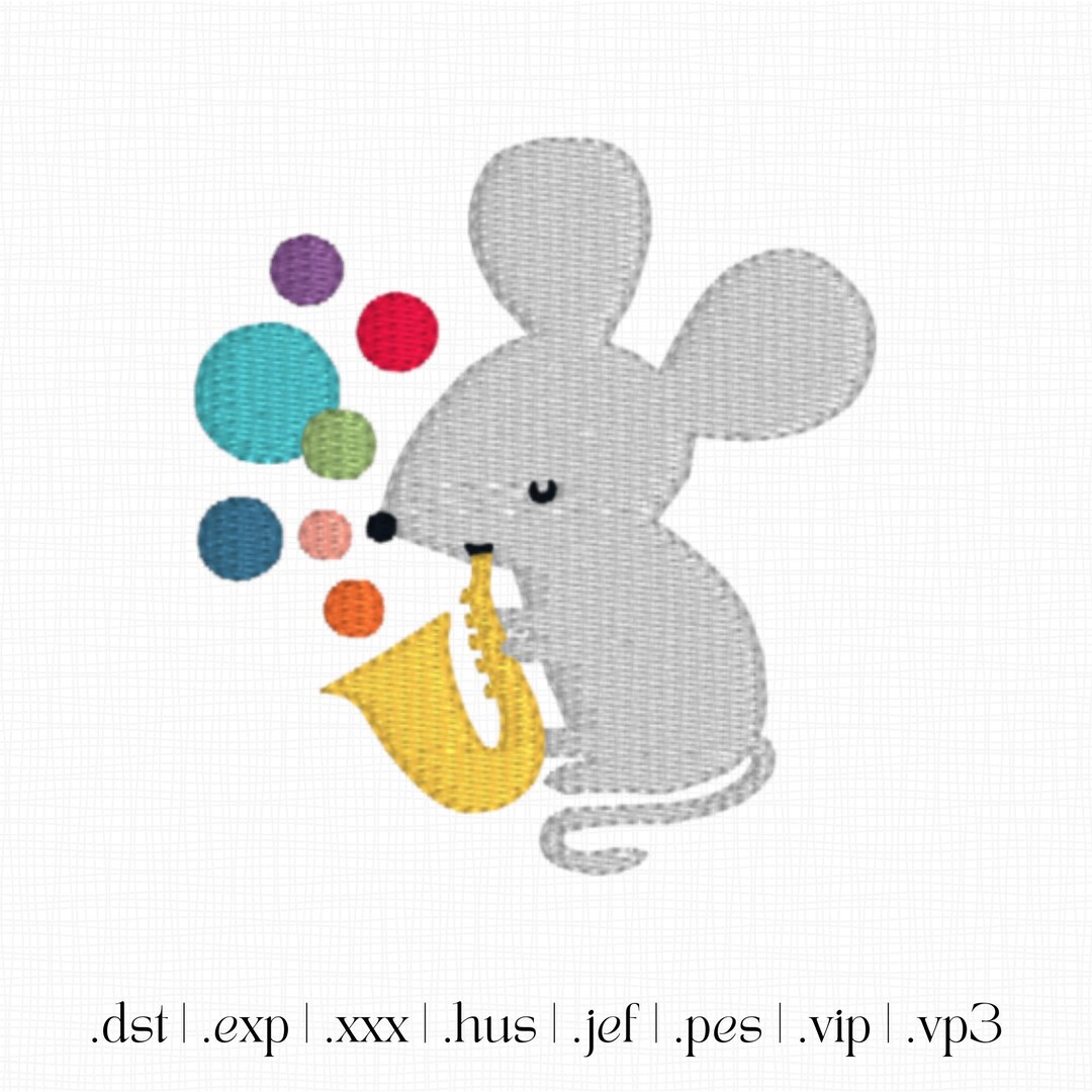 Machine Embroidery Design Mouse Playing Saxophone - Animal Embroidery ...