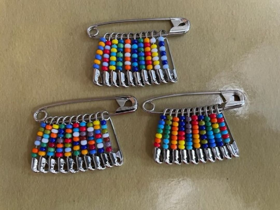 30 Friendships Pins Matte Colors/seed Beads and Safety Pins, 80's ...