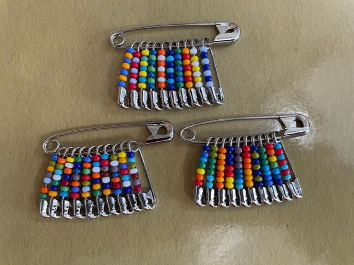 30 Friendships Pins Matte Colors/seed Beads and Safety Pins, 80's ...