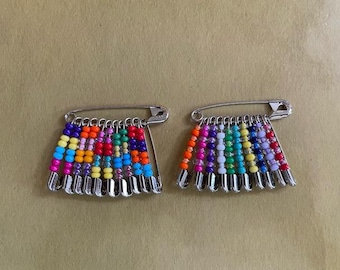 10 Friendship Pins (set 112) - Seed Beads/safety Pins - 80's, Gen X ...