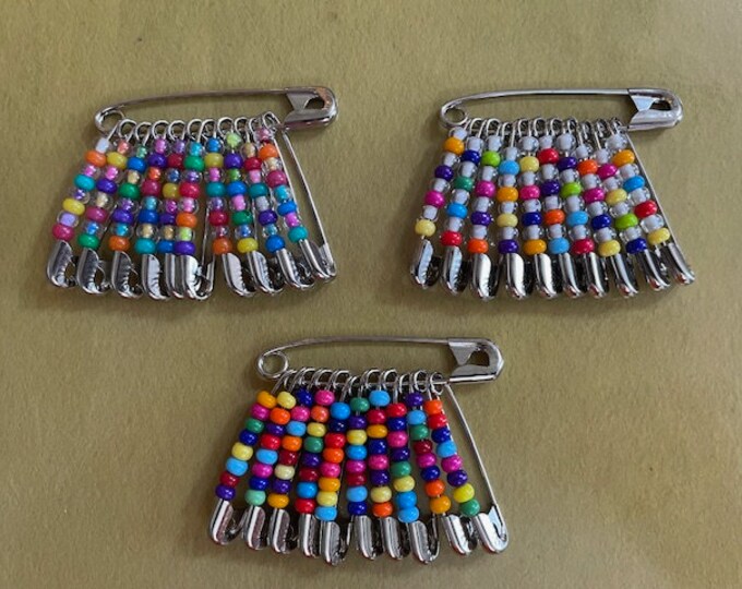 30 Friendship Pins set 164 Seed Beads/safety Pins 80's, Gen X, Retro ...