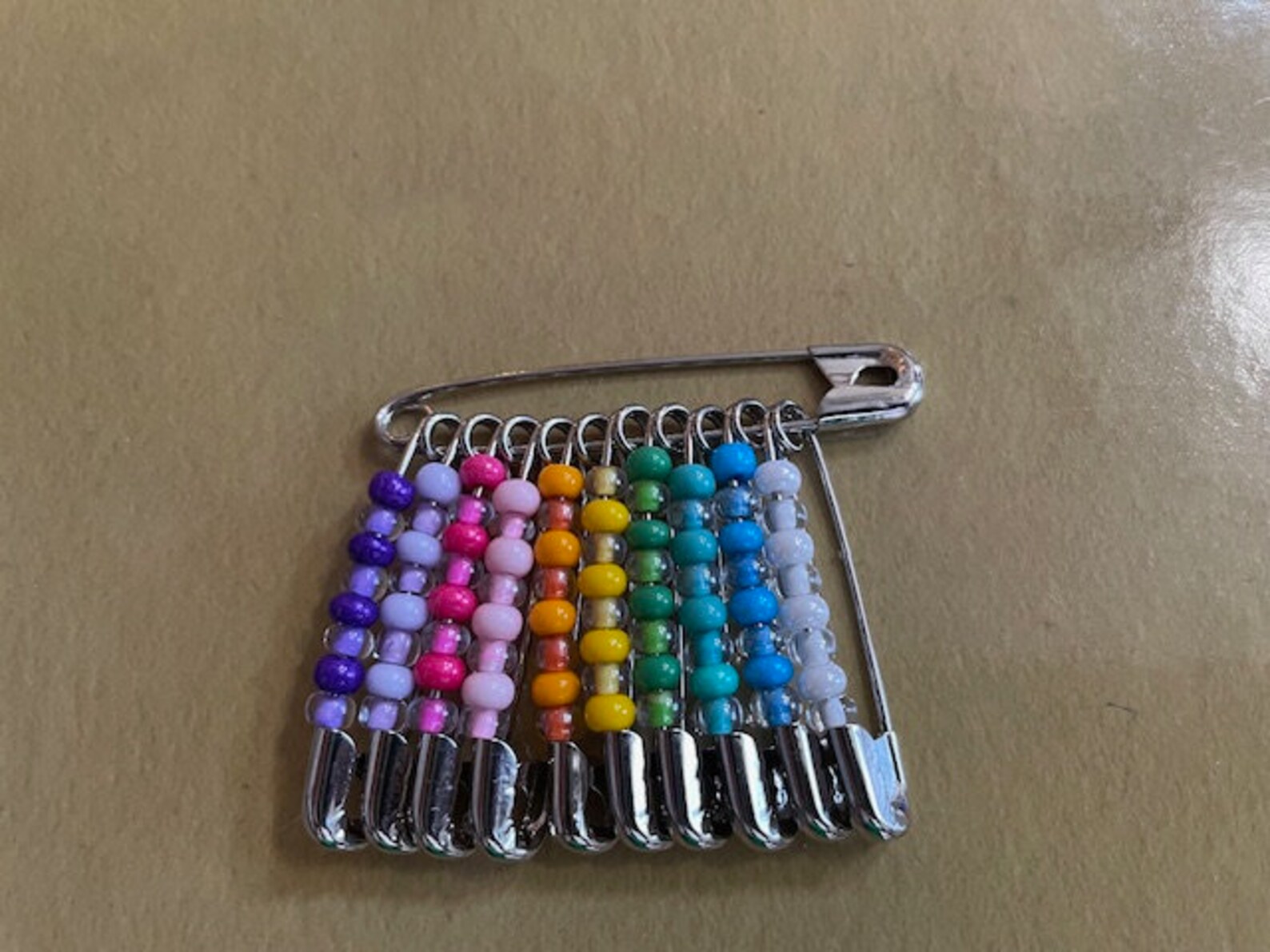 10 Friendship Pins (set 92) - Colorful, Seed Beads, Safety Pins, Great ...