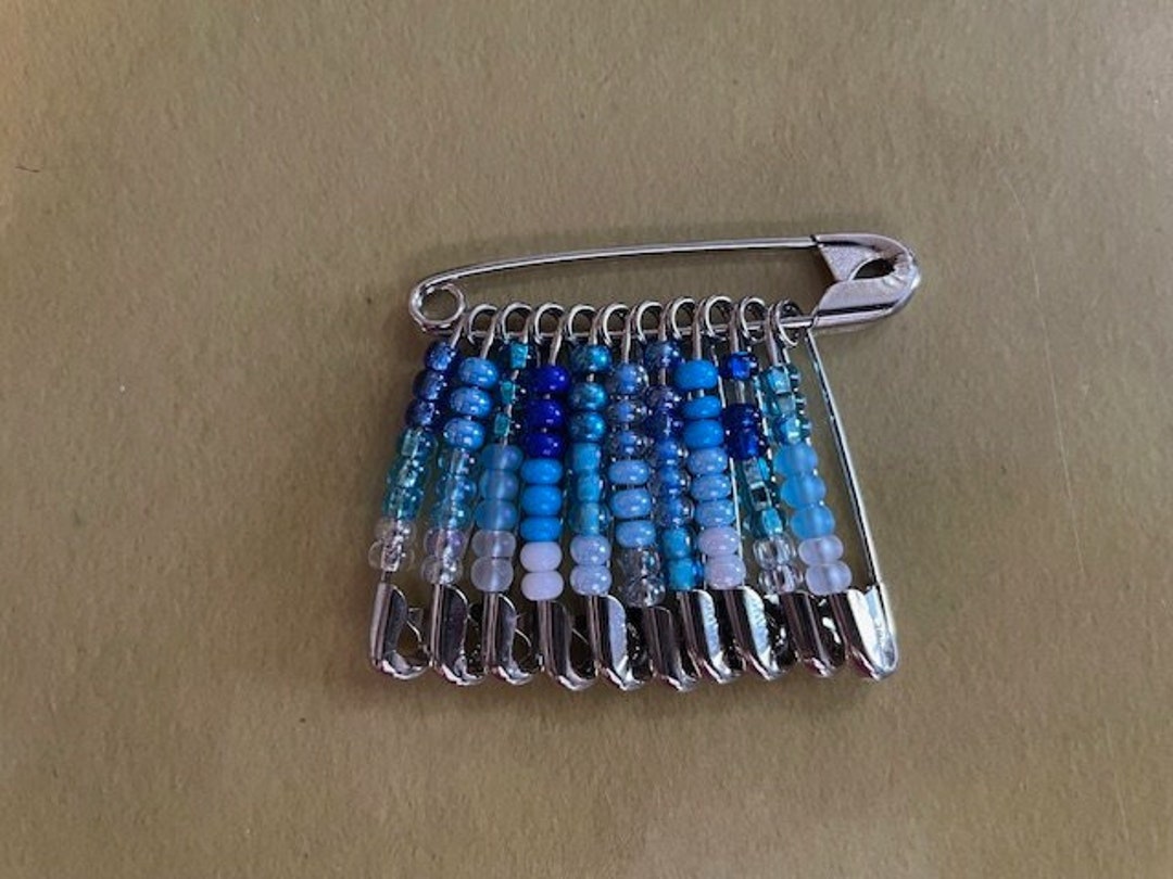 10 Friendship Pins set 83 Blue, Safety Pins, Seed Beads, 80s - Etsy