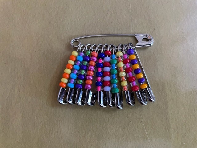 30 Large Friendship Pins Neon/colorful Seed Beads/safety Pins, Retro 80 ...