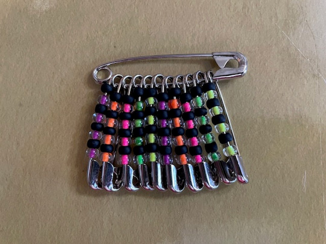10 Friendship Pins set 87 Black/neon, Seed Beads, Safety Pins, 80s - Etsy