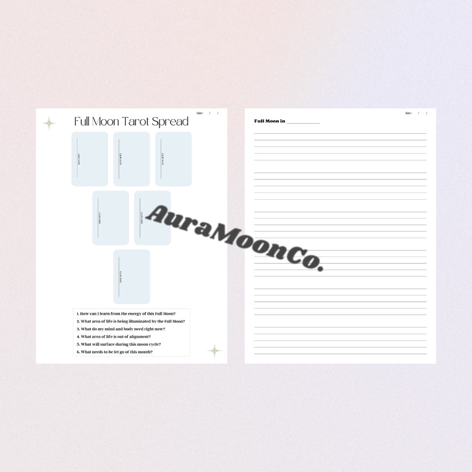 Printable Full Moon Tarot Spread Tarot Spread PDF Full - Etsy