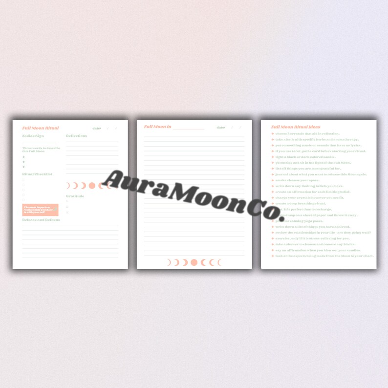 Printable Full Moon Ritual Planner Full Moon Ritual Kit - Etsy