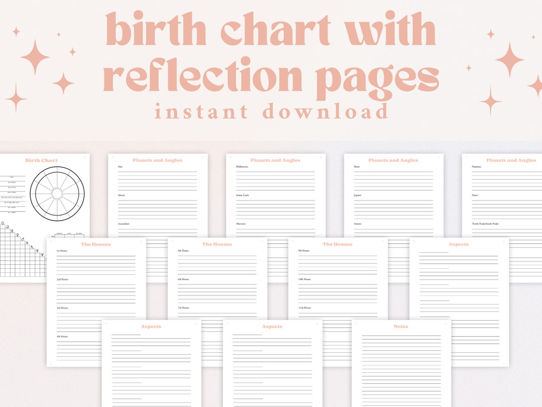 Printable Blank Birth Chart Template W/ Reflection Pages | Astrology ...