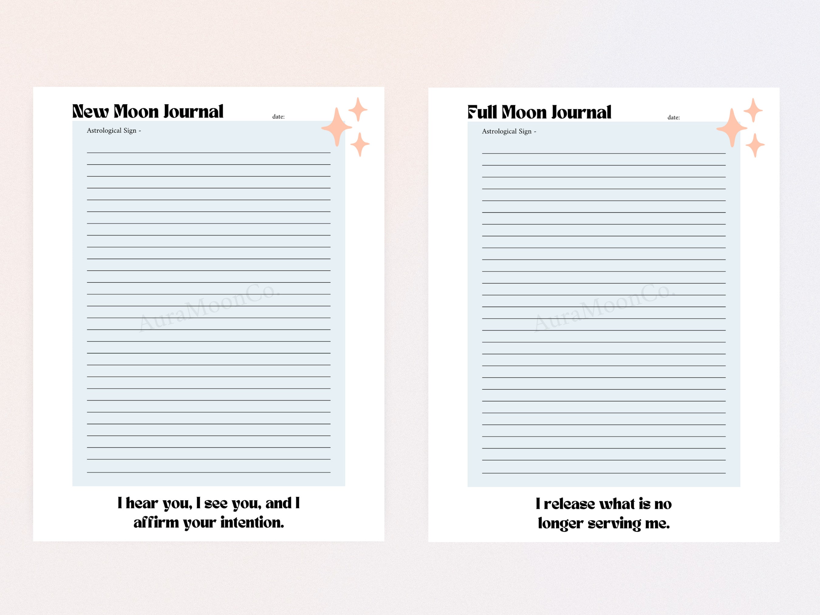 Printable New and Full Moon Journal | Moon Ritual | Downloadable ...