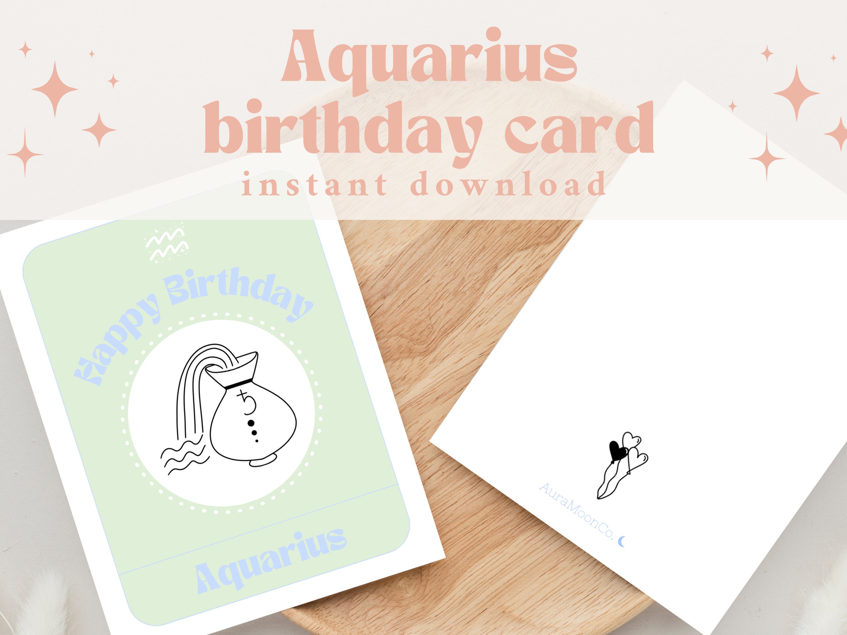 Printable Aquarius Birthday Card | Horoscope Birthday Cards | Capricorn ...