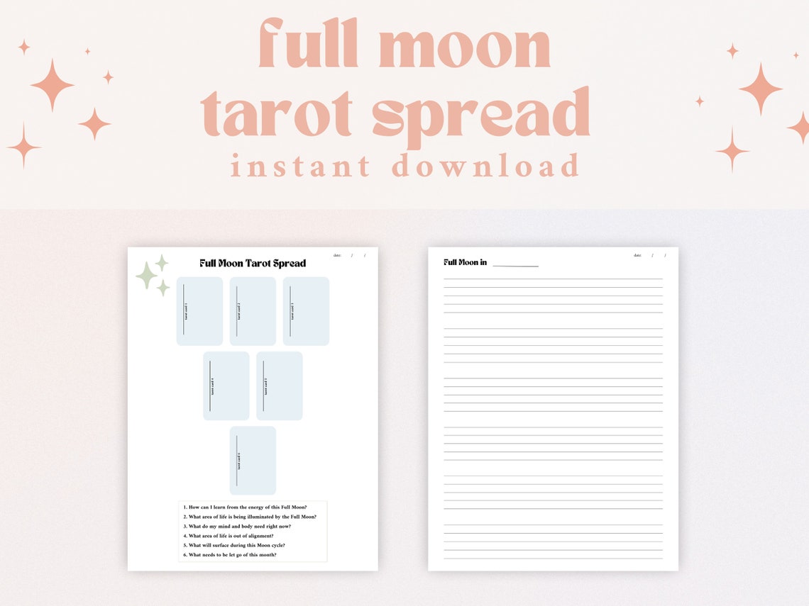 Printable Full Moon Tarot Spread | Tarot Spread PDF | Full Moon Tarot ...
