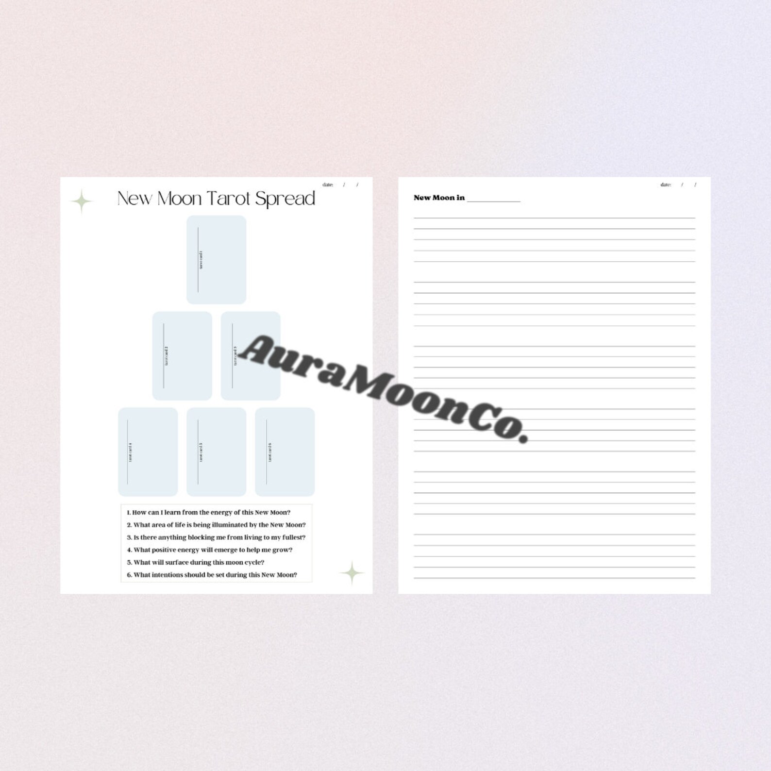 Printable New Moon Tarot Spread Printable Tarot Journal - Etsy