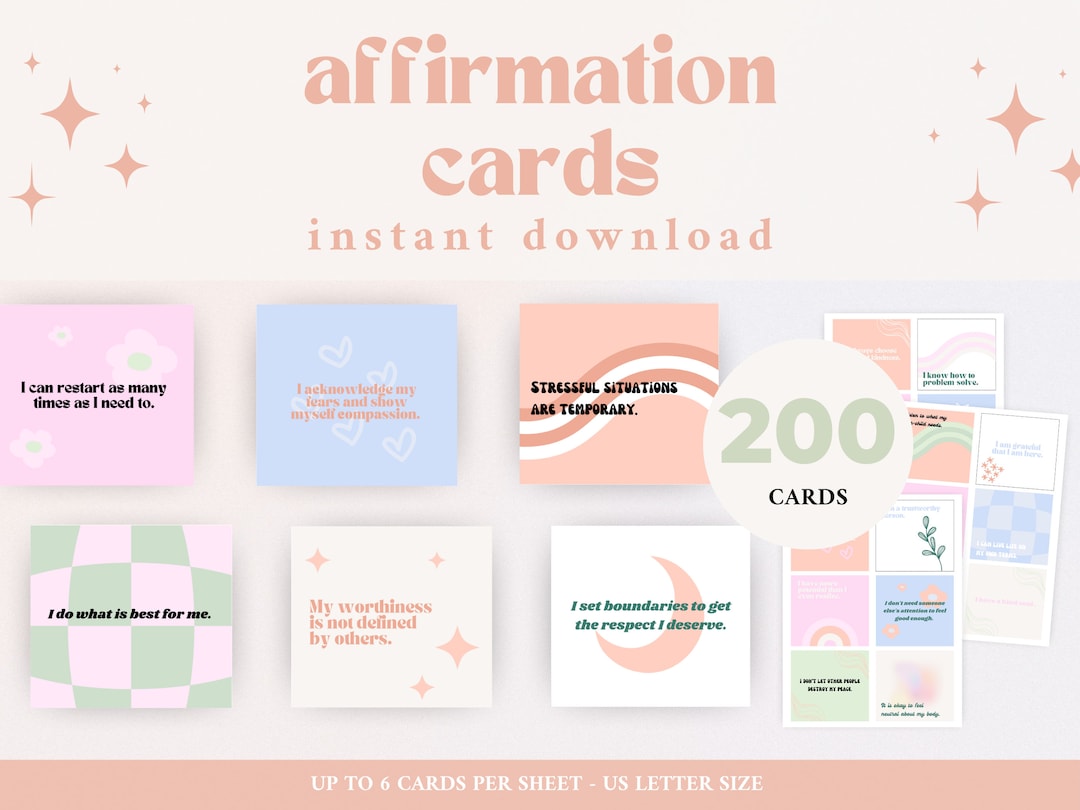 200 Printable Affirmation Cards | PDF Affirmation Cards | Digital ...