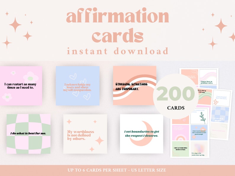 200 Printable Affirmation Cards | PDF Affirmation Cards | Digital ...