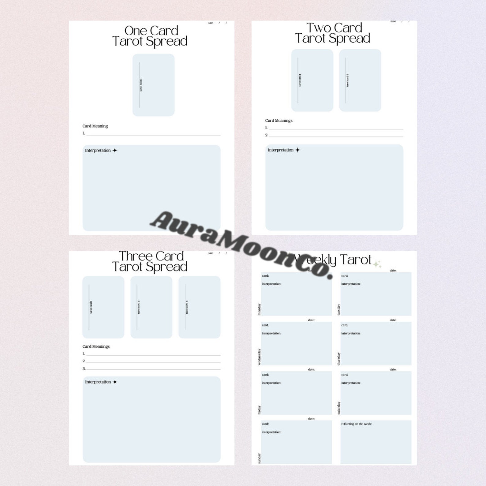 Printable Tarot Journal Downloadable Tarot Log Tarot for | Etsy