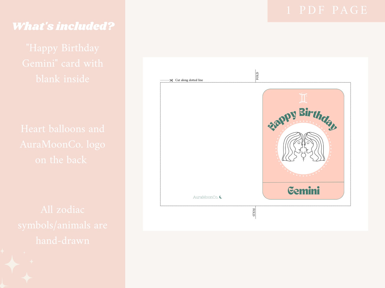 Printable Gemini Birthday Card Gemini Zodiac Birthday Card - Etsy