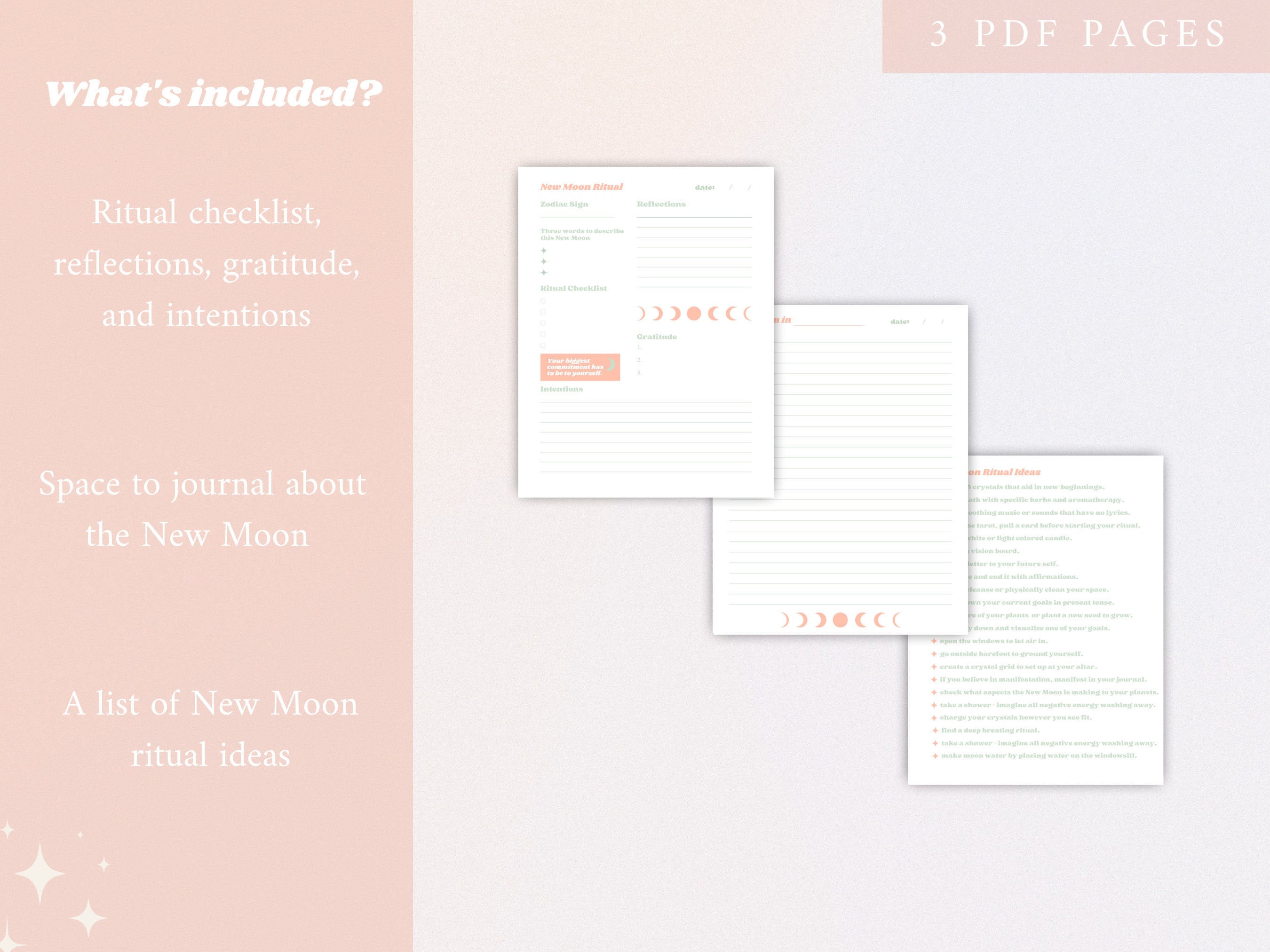 Printable New Moon Ritual Planner | New Moon Ritual Kit | New Moon ...