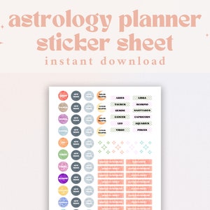 Printable Astrology Sticker Sheet | Astrology Sticker Pack | Zodiac ...