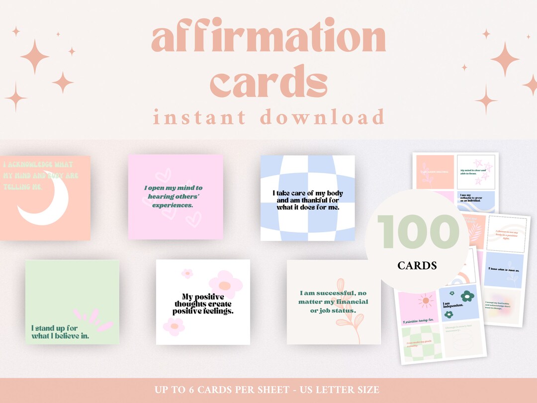 100 Printable Affirmation Cards | Affirmations Instant Download ...